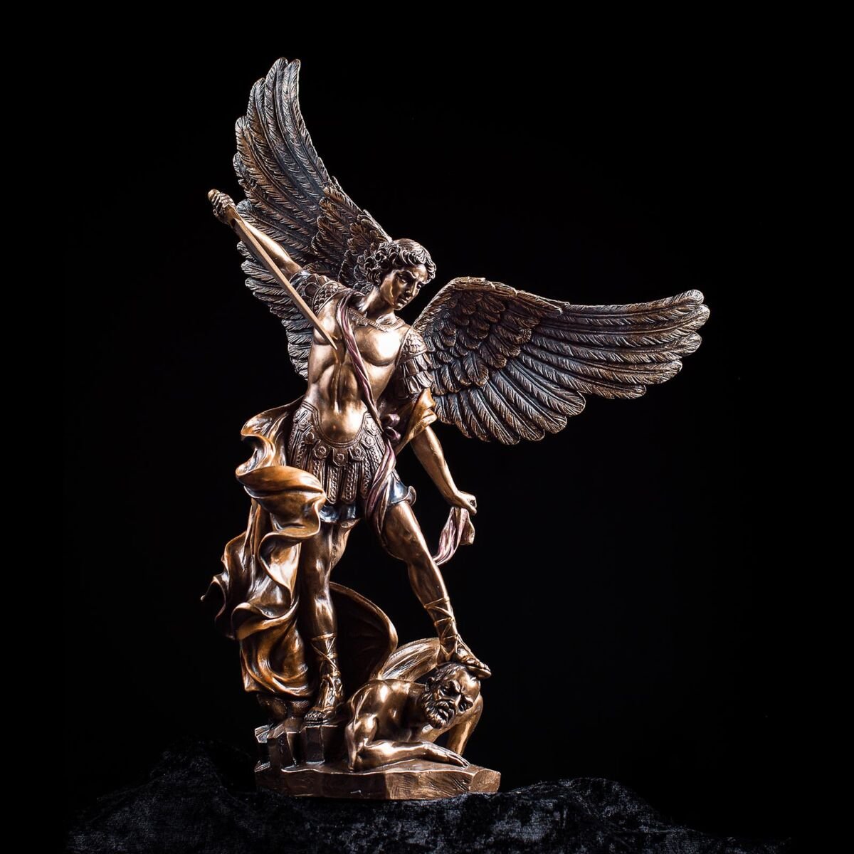 Archangel Michael Stepping On Devil Statue (Medium) - Temple of the Divine